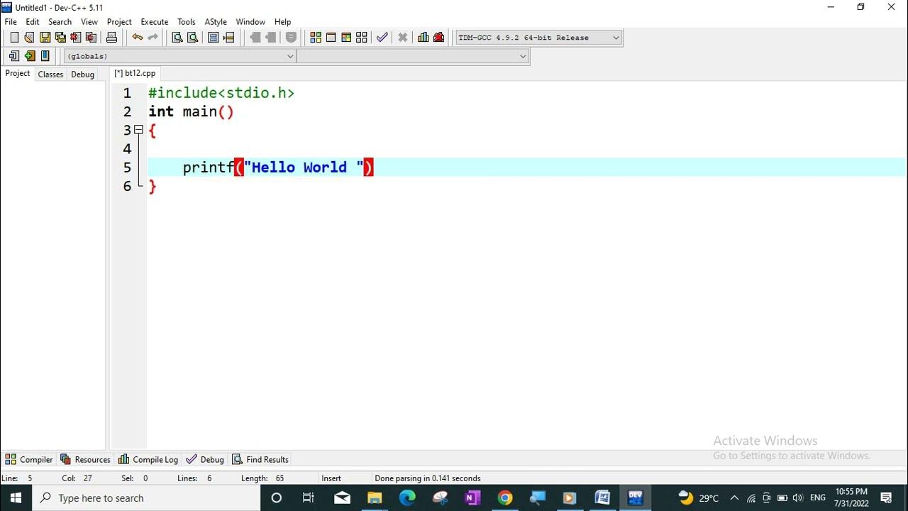 First program in C Programming Language Hello World - YouTube