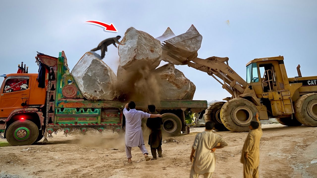 From Mountain Quarry to Factory | Incredible Marble Loading & Cutting ...