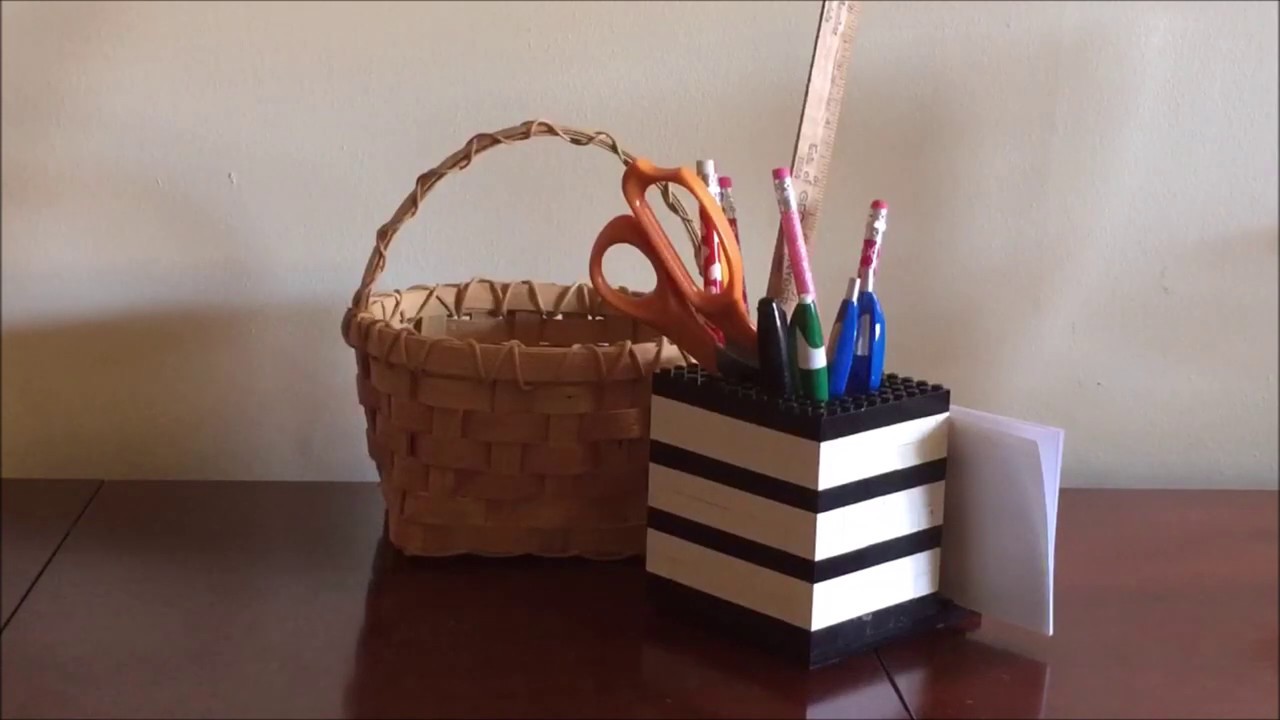 DIY Lego Pen and Pencil Holder with Memo Pad Holder - YouTube