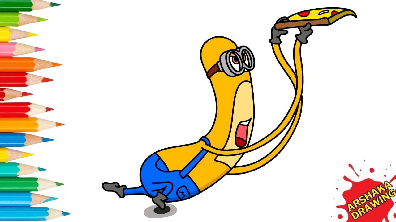 How to Draw Mega Minion Tim Eating Pizza Easy Step by Step 🍕 | Drawing ...