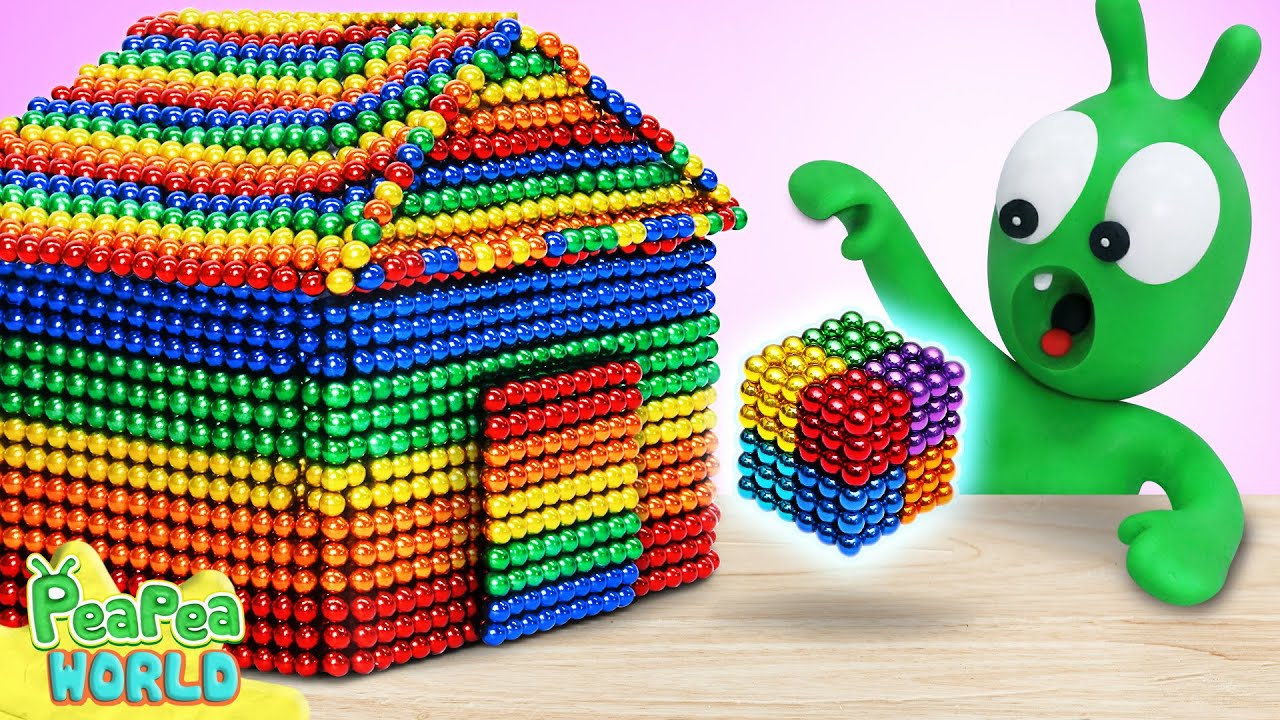 Pea Pea Build Rainbow House with Magnet Balls 🌈 Pea Pea World - YouTube