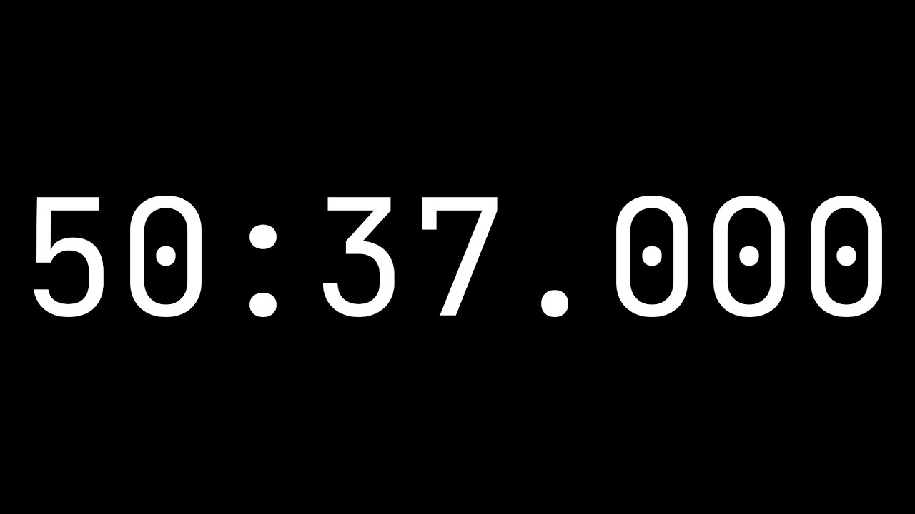 Countdown timer 50 minutes, 37 seconds [50:37.000] - White on black ...
