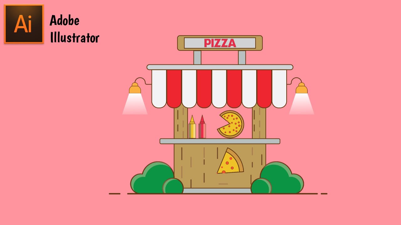 Flat Design Pizza Shop || Adobe Illustrator Tutorial - YouTube
