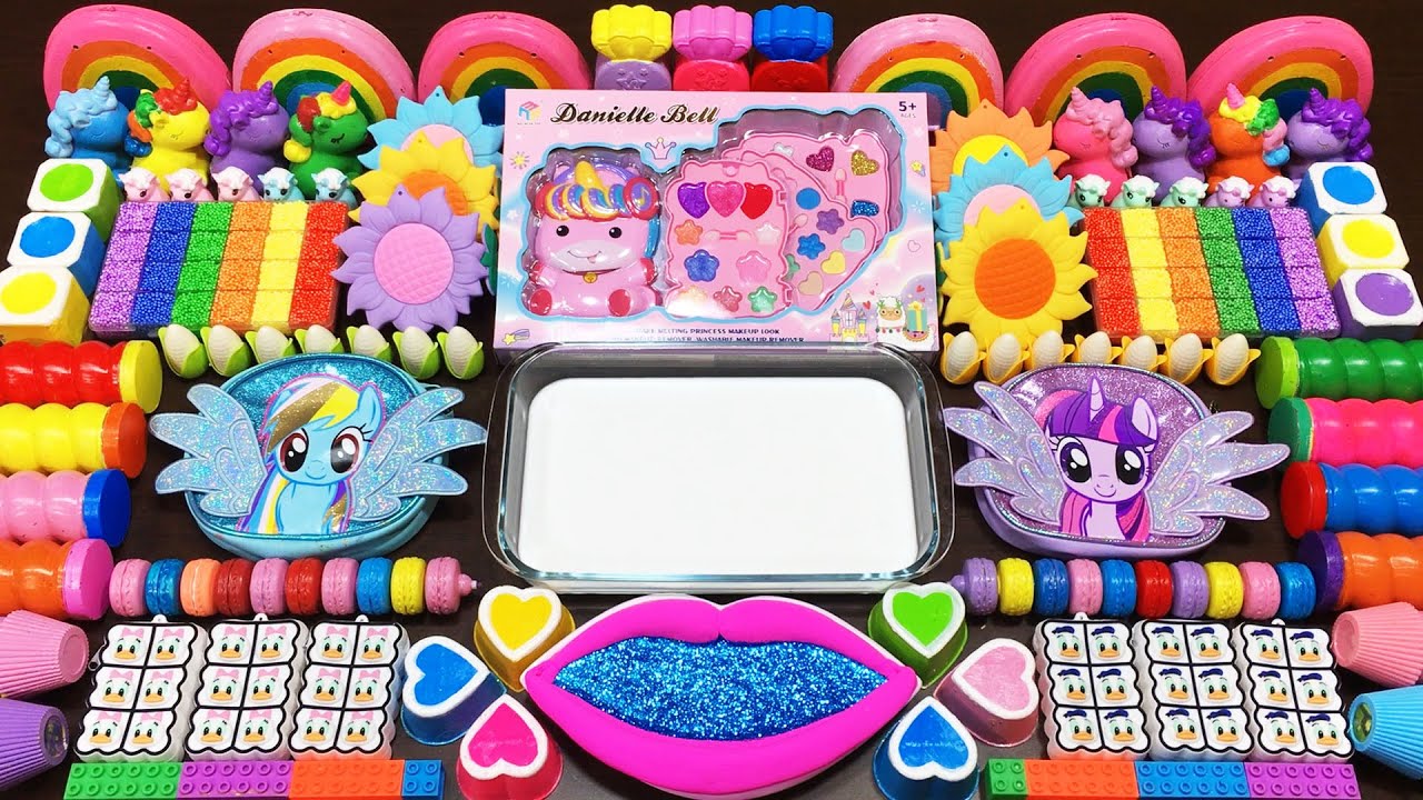 Mixing Random Things into GLOSSY Slime !!! Satisfying RAINBOW Slime ...