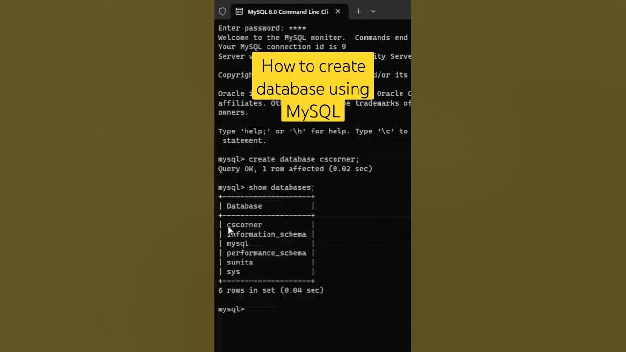 Create Database Using Mysql Shortsfeed Viral Viralvideo Youtubeshorts Viralshorts Ytshorts