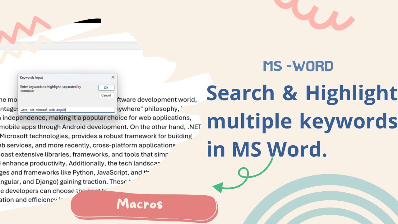 MS Word Tips: Highlight Multiple Keywords at Once with Macros - कई ...