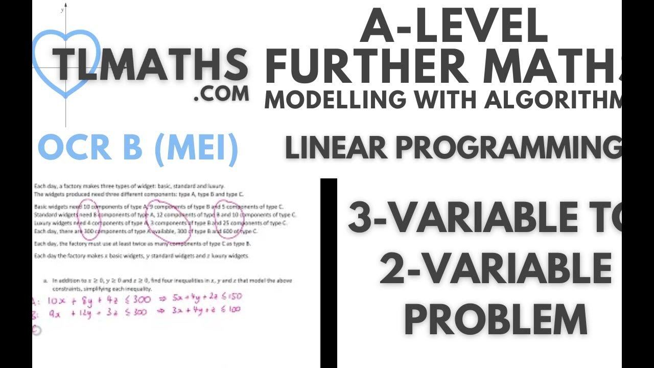 OCR MEI MwA I: Linear Programming: 11 3-Variable to 2-Variable Problem - YouTube
