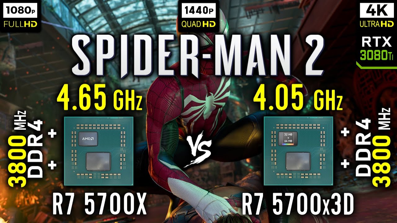 Ryzen 7 5700X vs Ryzen 7 5700x3D in Marvel's Spider-Man 2 | RTX 3080 Ti ...