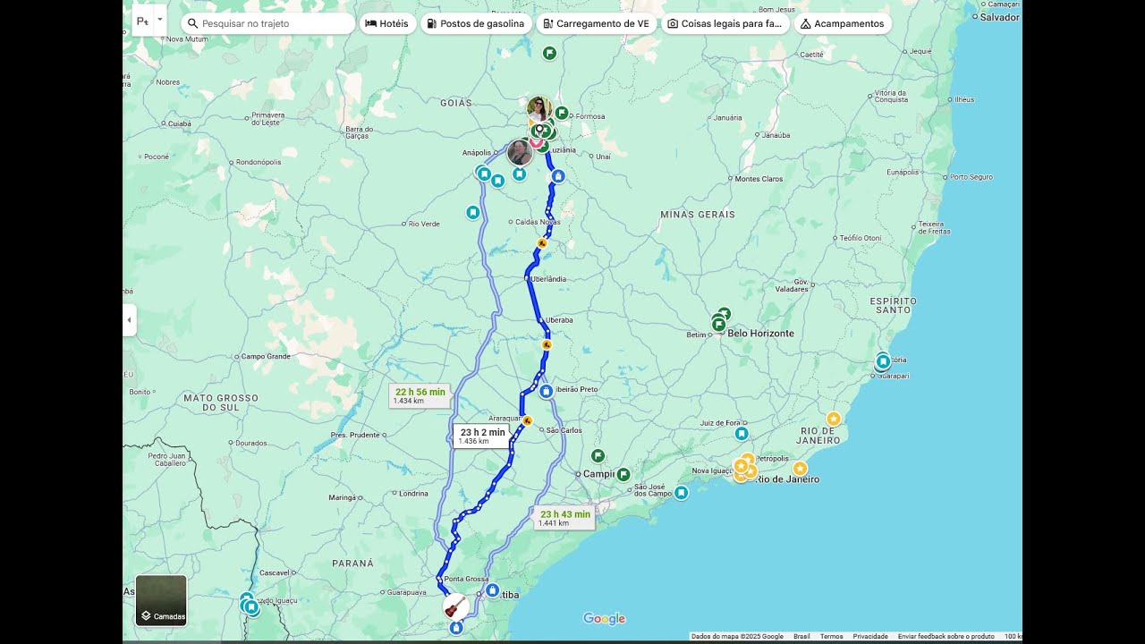 Viagem de moto de Brasília - Serra do Rio do Rastro, animação Maps ...