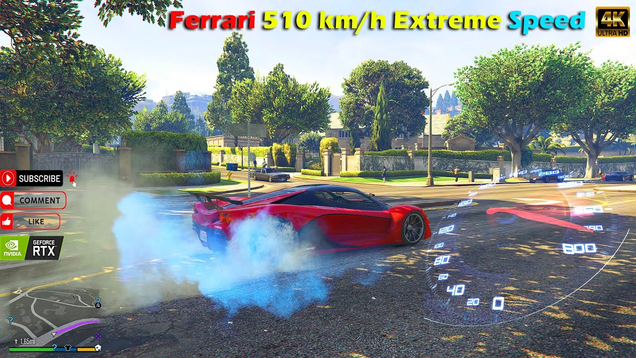 Ferrari 510 km/h Extreme Speed in GTA 5 Supreme Realism Graphics RTX 4K ...