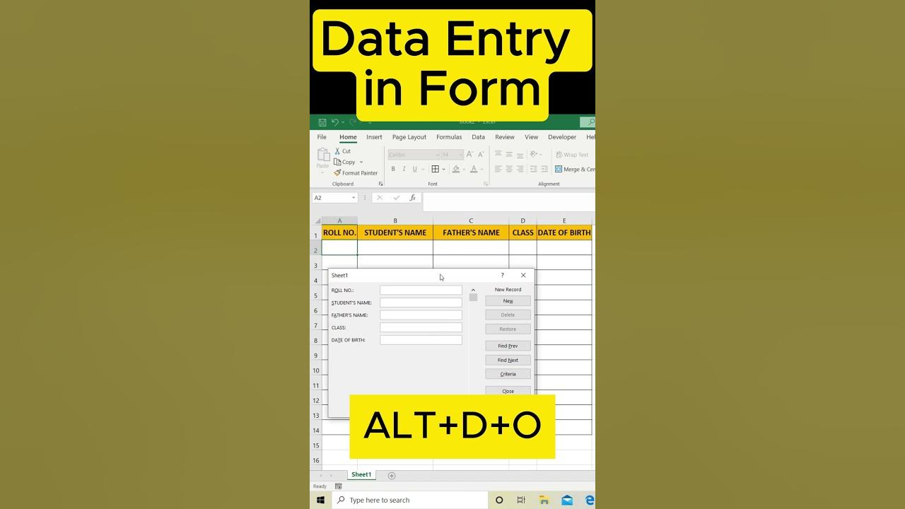 Automatic Data Entry Form in Excel | Data Entry Trick - YouTube