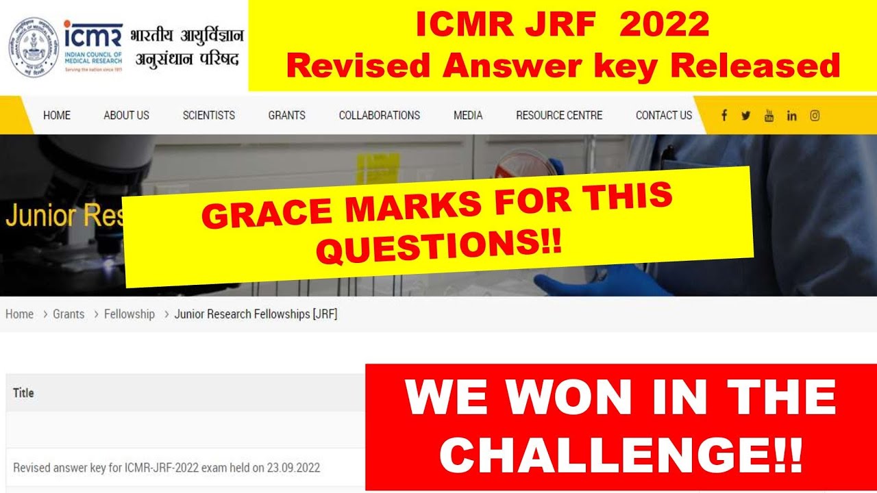 Revised answer key for ICMR JRF 2022 Released!!Check whether you are ...