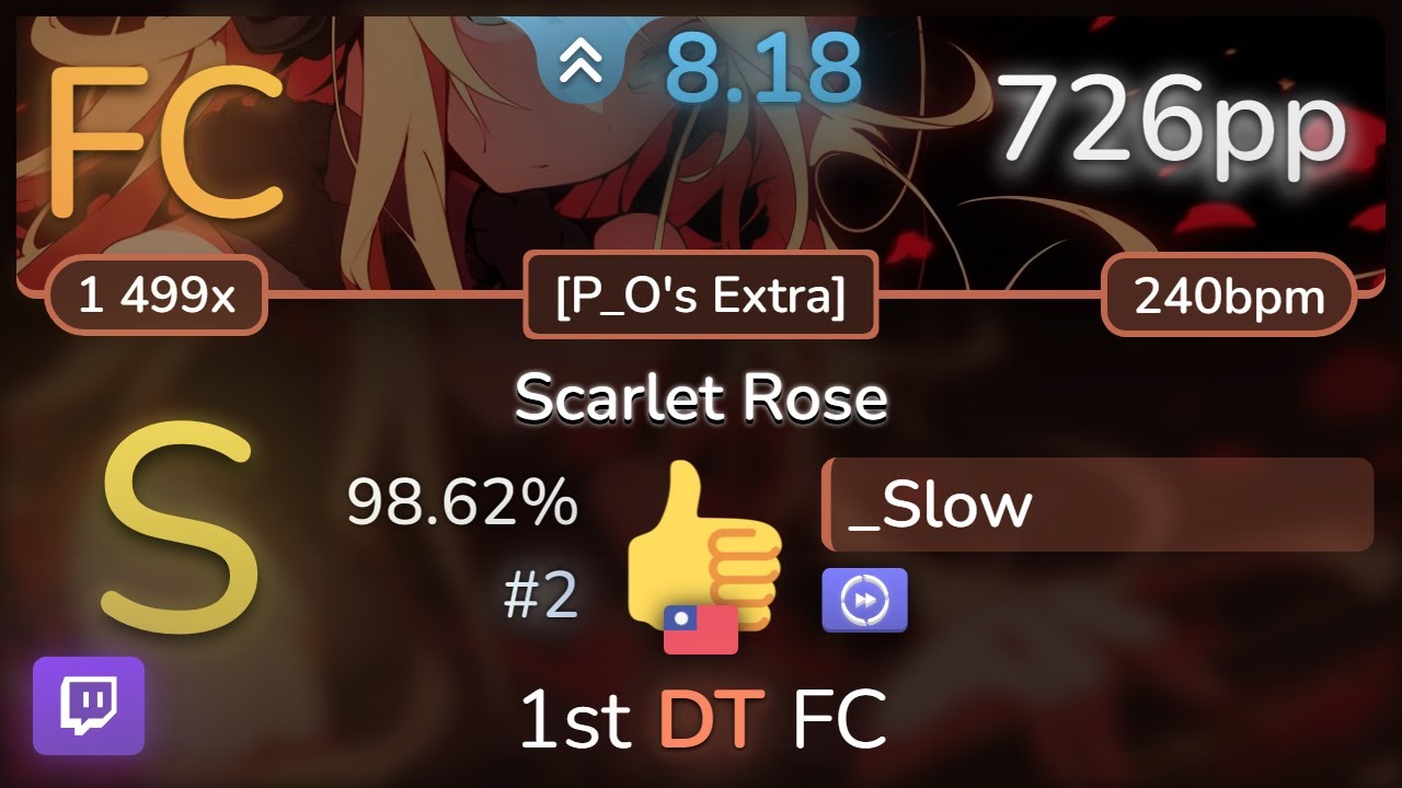 🔴 _Slow | seleP - Scarlet Rose [P_O's Extra] +DT 98.62% (#2 726pp FC ...