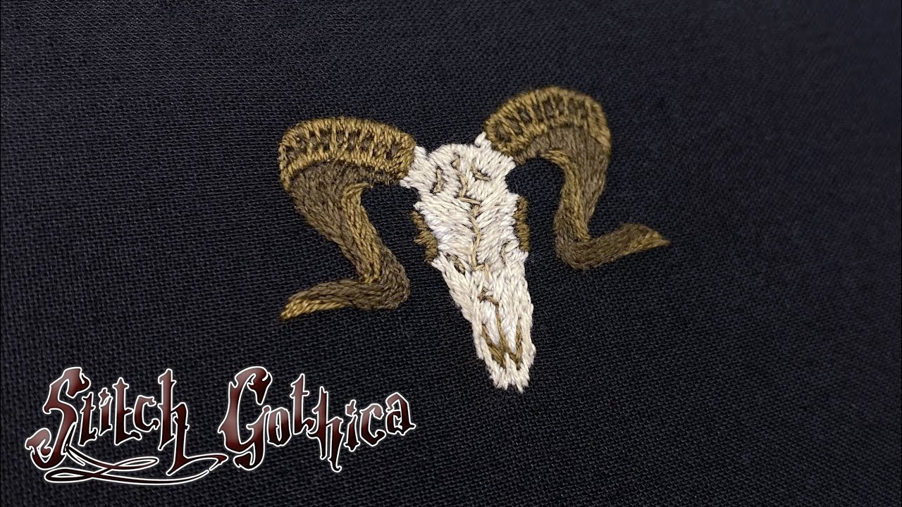 Ram Skull Embroidery Pattern Tutorial by StitchGothica.com Stitch Along ...