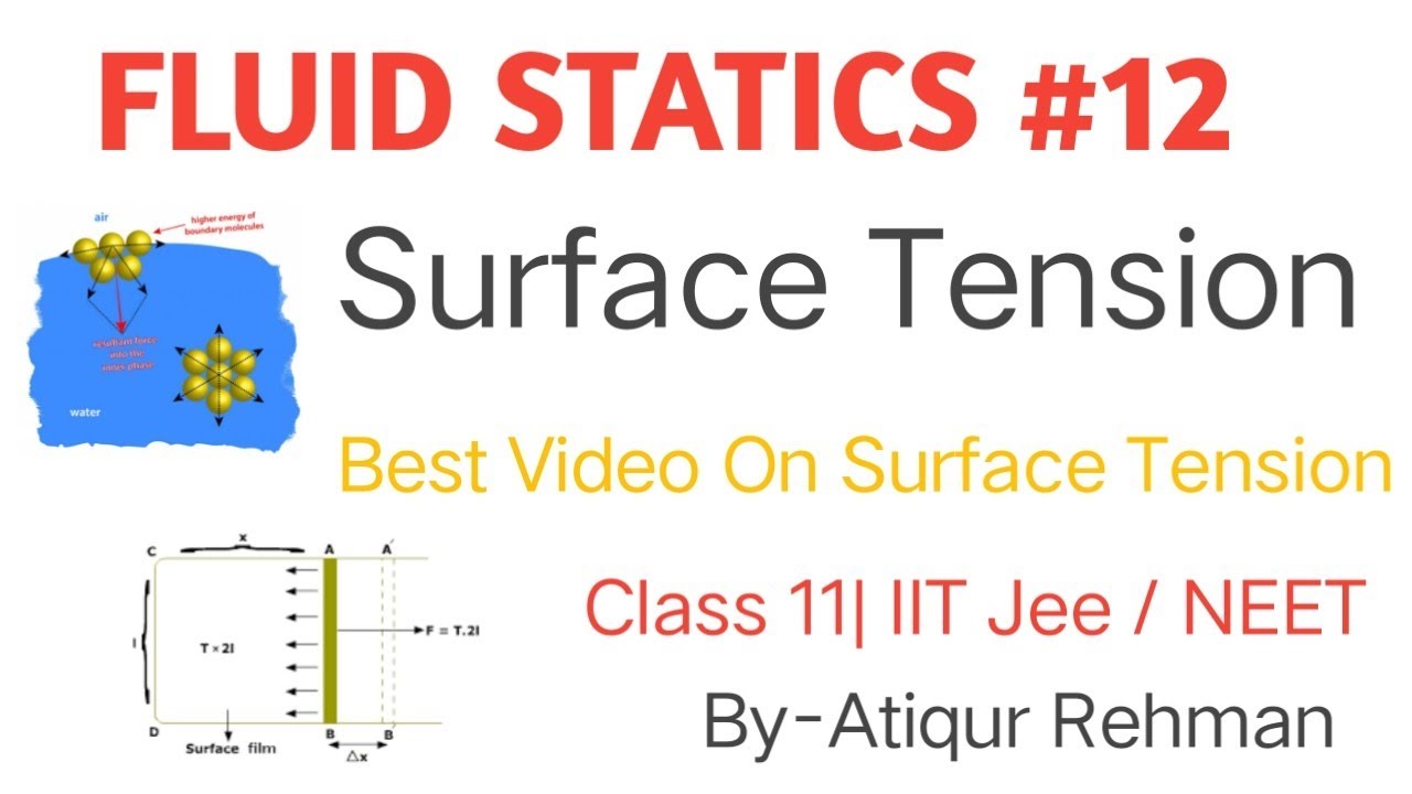 Fluid Statics #12 | Surface Tension | class 11(IIT Jee /NEET)| By ...