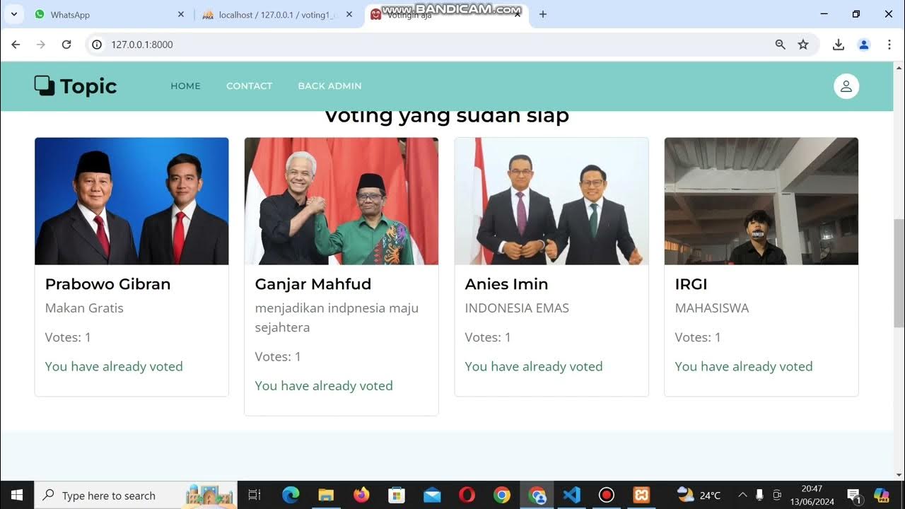Project Pemrogaman Web 2 Aplikasi Berbasis Web Laravel 11 ( Voting App) - YouTube
