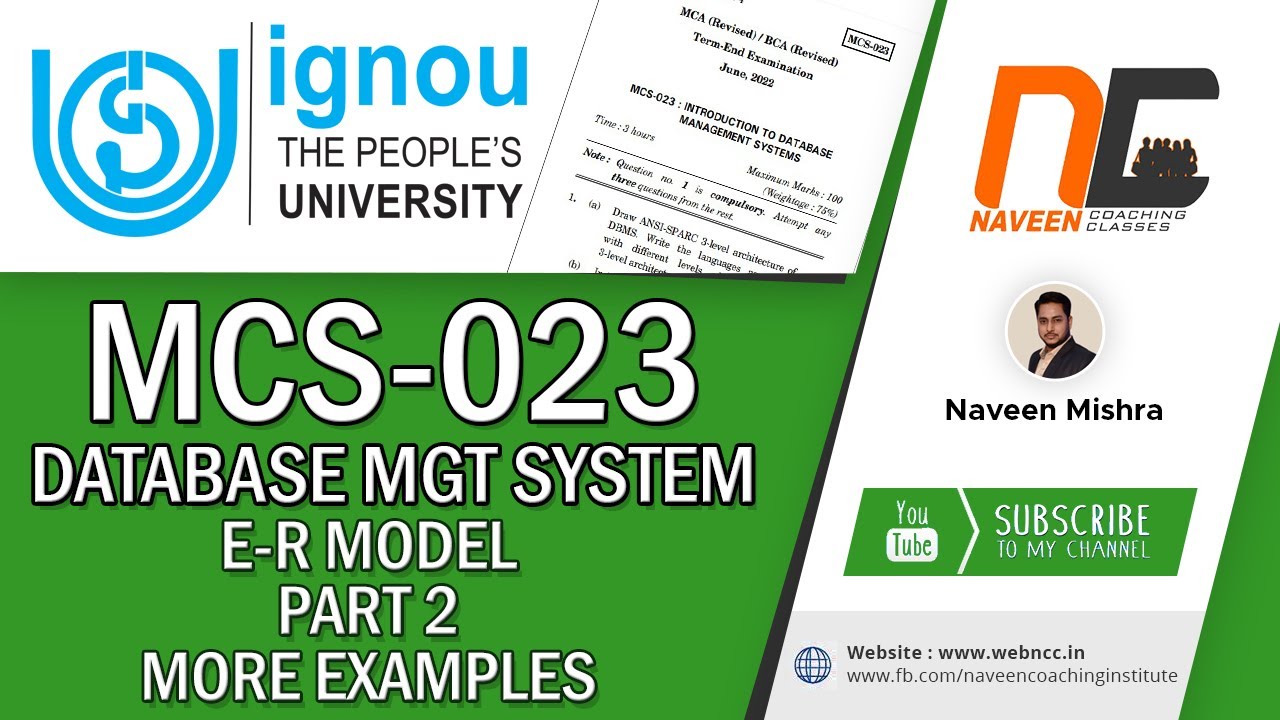 Part 2 E R Model Examples Conversion To Table Mcs023 Hindi Ignoubca Bca Dbms