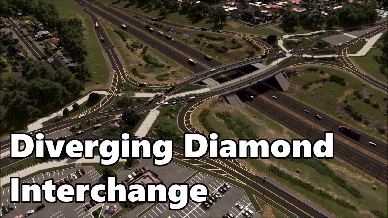 Cities Skylines: Diverging Diamond Interchange build - YouTube