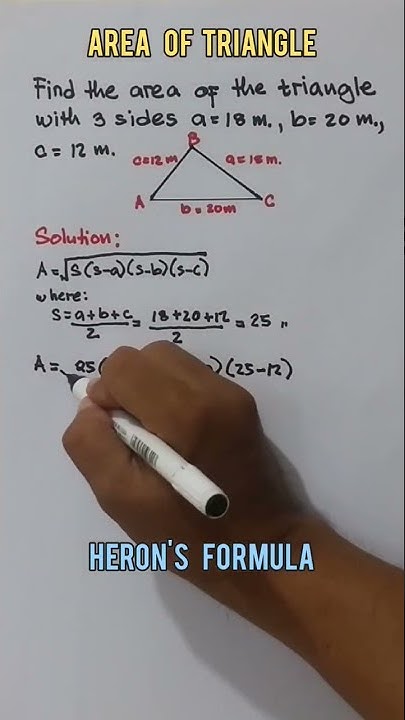SOLVING AREA OF TRIANGLE USING HERON'S FORMULA #math #mathematics # ...