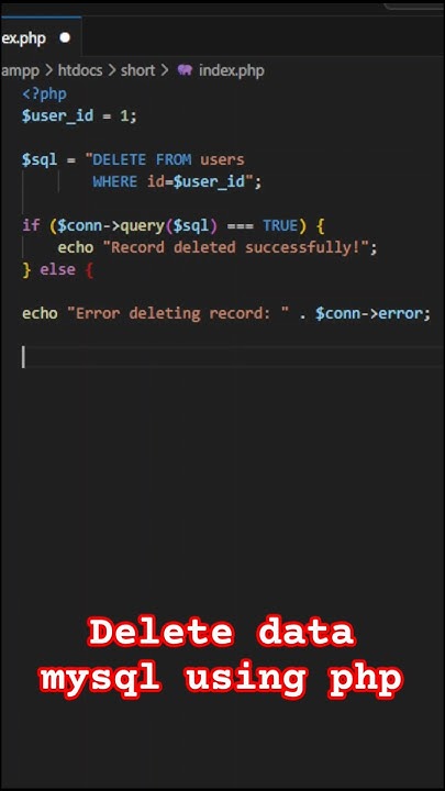 Delete Data from MySQL Using PHP - YouTube