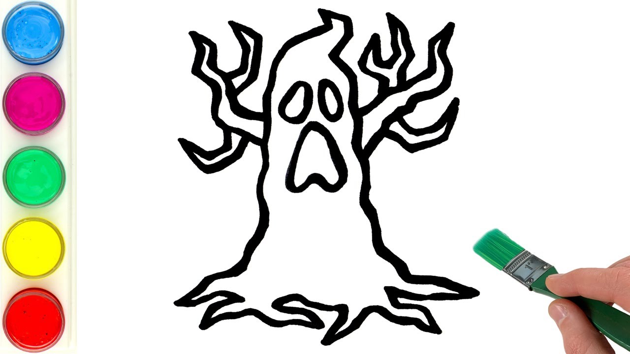 Scary Tree Picture Drawing, Painting, Coloring for Kids and Toddlers ...