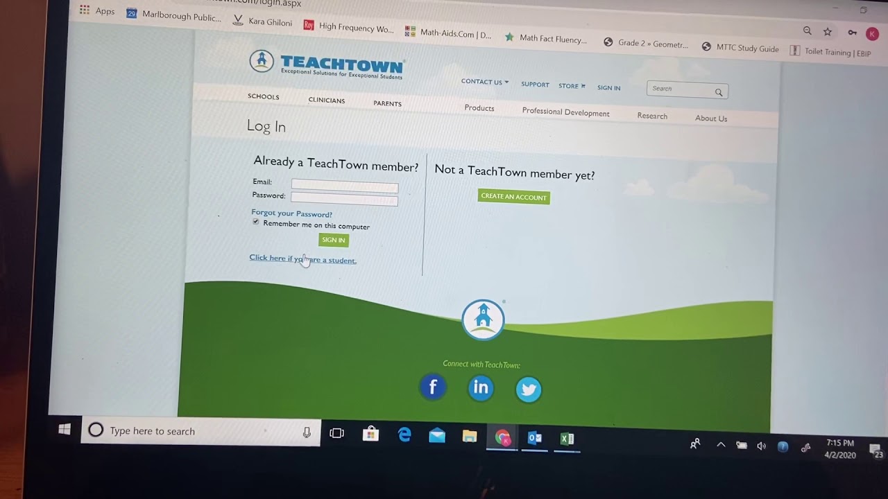 Logging into teach town social skills (web) - YouTube