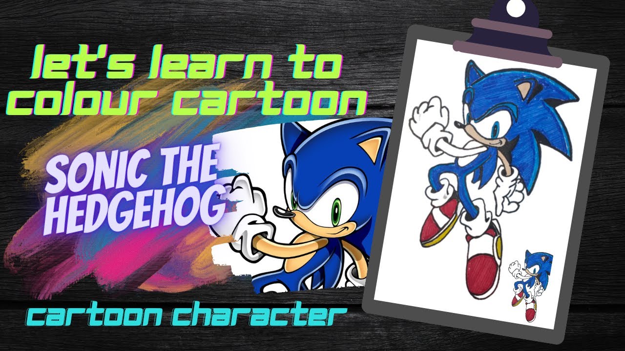 let's learn to color Cartoon | Cartoon character Sonic the Hedgehog ...