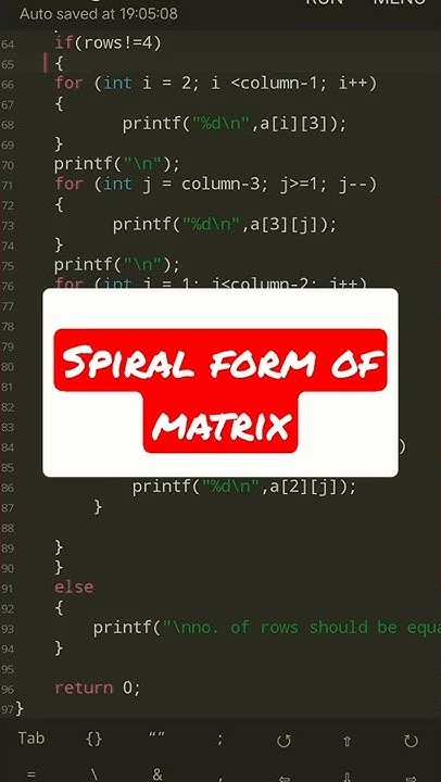 spiral matrix||c programming||code for beginners ♥️ ️♥️ ️ - YouTube