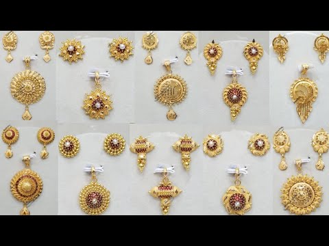 22ct Gold Locket With Earring Designs || New Designs Gold Locket Sets ...