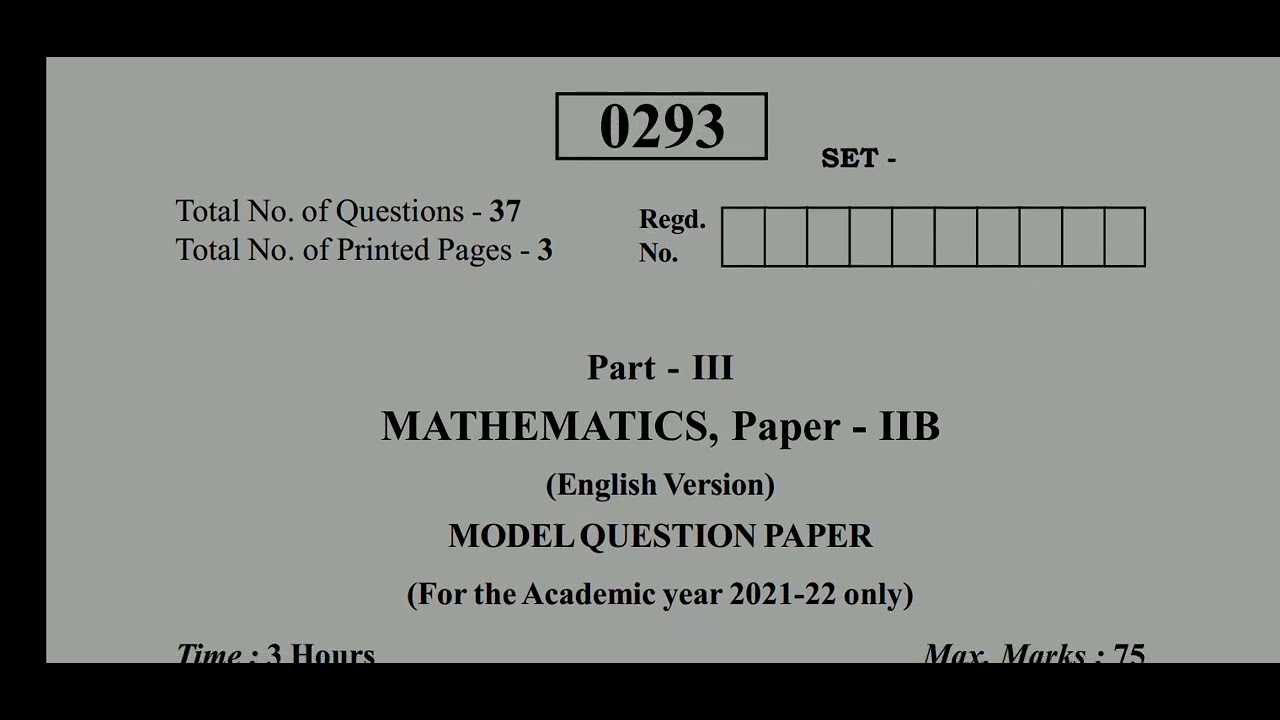 TS inter 2nd year Maths 2b model question paper 2022 April / May 2022 ...