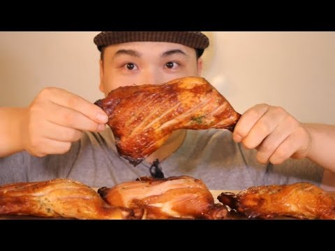 ASMR Mukbang (eating broadcasting) with Big size smoked chicken legs~!! (subtitles offered)