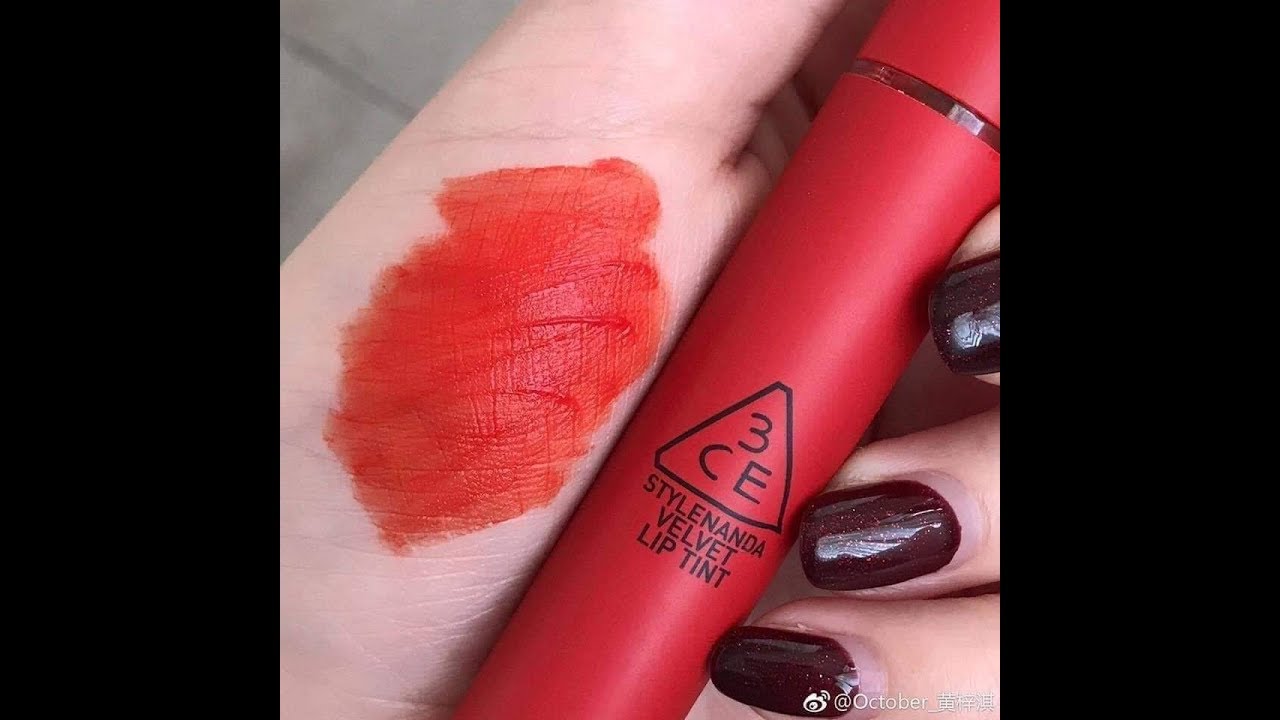 Swatch son childlike 3ce velvet lip tint đỏ cam - YouTube