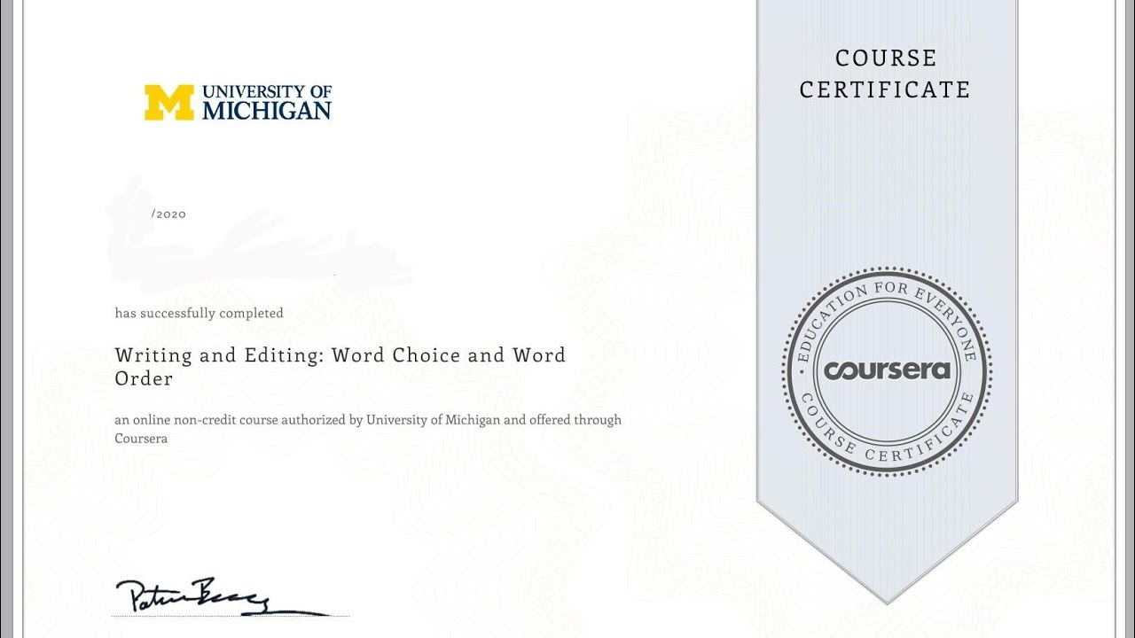 Coursera | Writing and Editing : Word Choice and Word Order All quiz ...