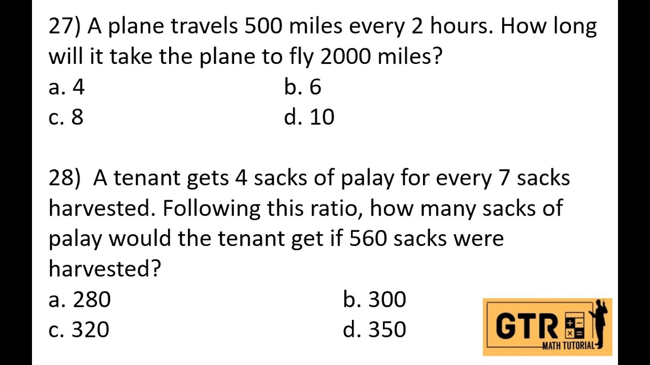 27) A plane travels 500 miles every 2 hours. How long will it take the ...