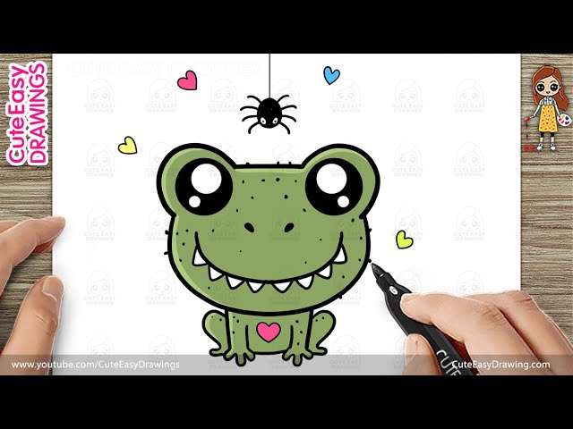 How to Draw Cute Monster Frog and Spider 🐸💖 | Easy Kawaii Frog Drawing ...
