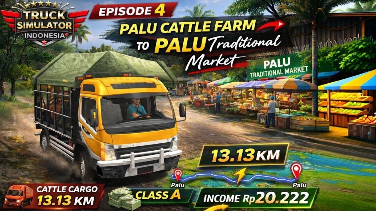 Truck Simulator Indonesia EP4 | Short Cattle Delivery 13KM | Class A ...