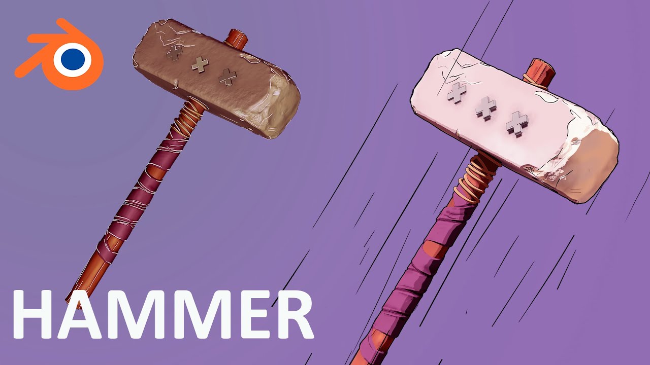 Modeling 2D Anime style Stone Hammer in Blender - YouTube