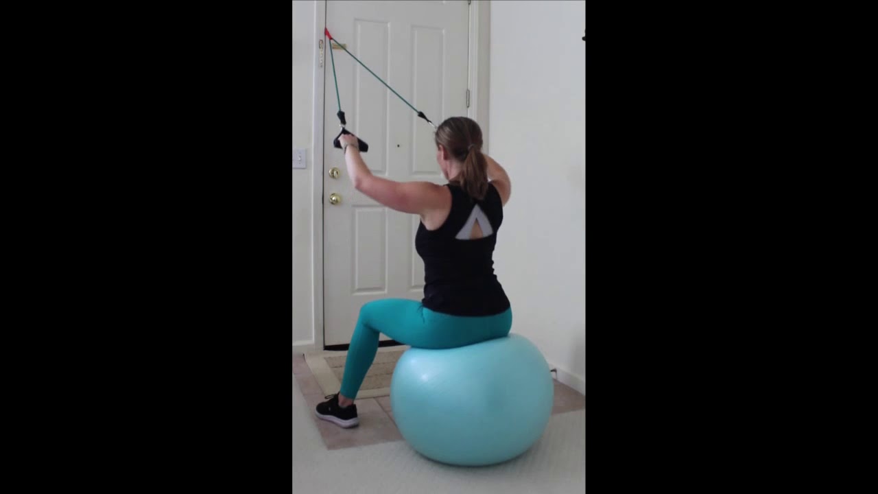 Stability Ball Lat Pulldown w/ Resistance Band - YouTube