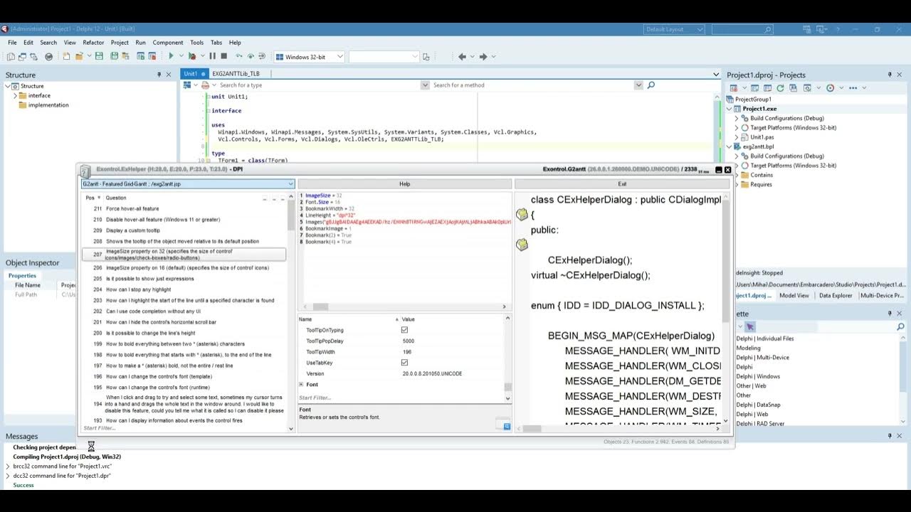 Delphi 12, Insert , Code and Use any Exontrol component - YouTube