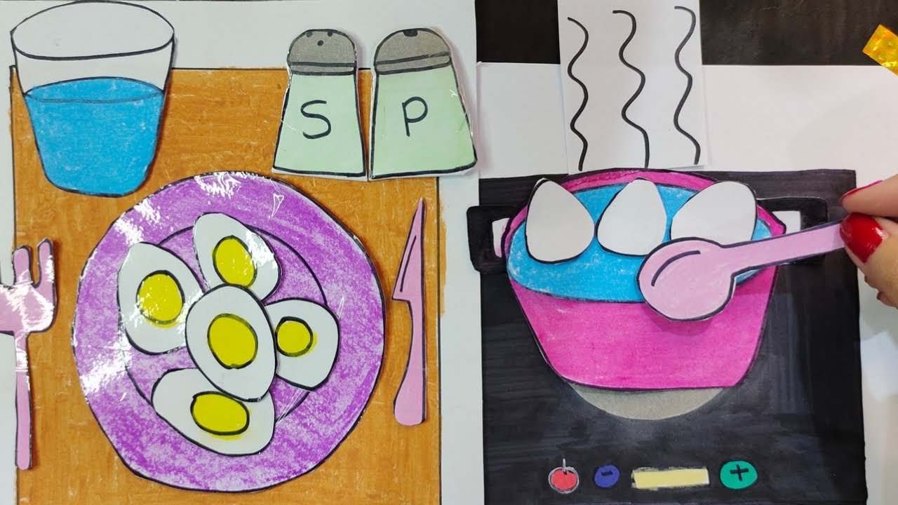 [💸 paperdiy💸] Boiling Eggs 🥚 🐣PAPER COOKING Tutorial Paper play ASMR ...