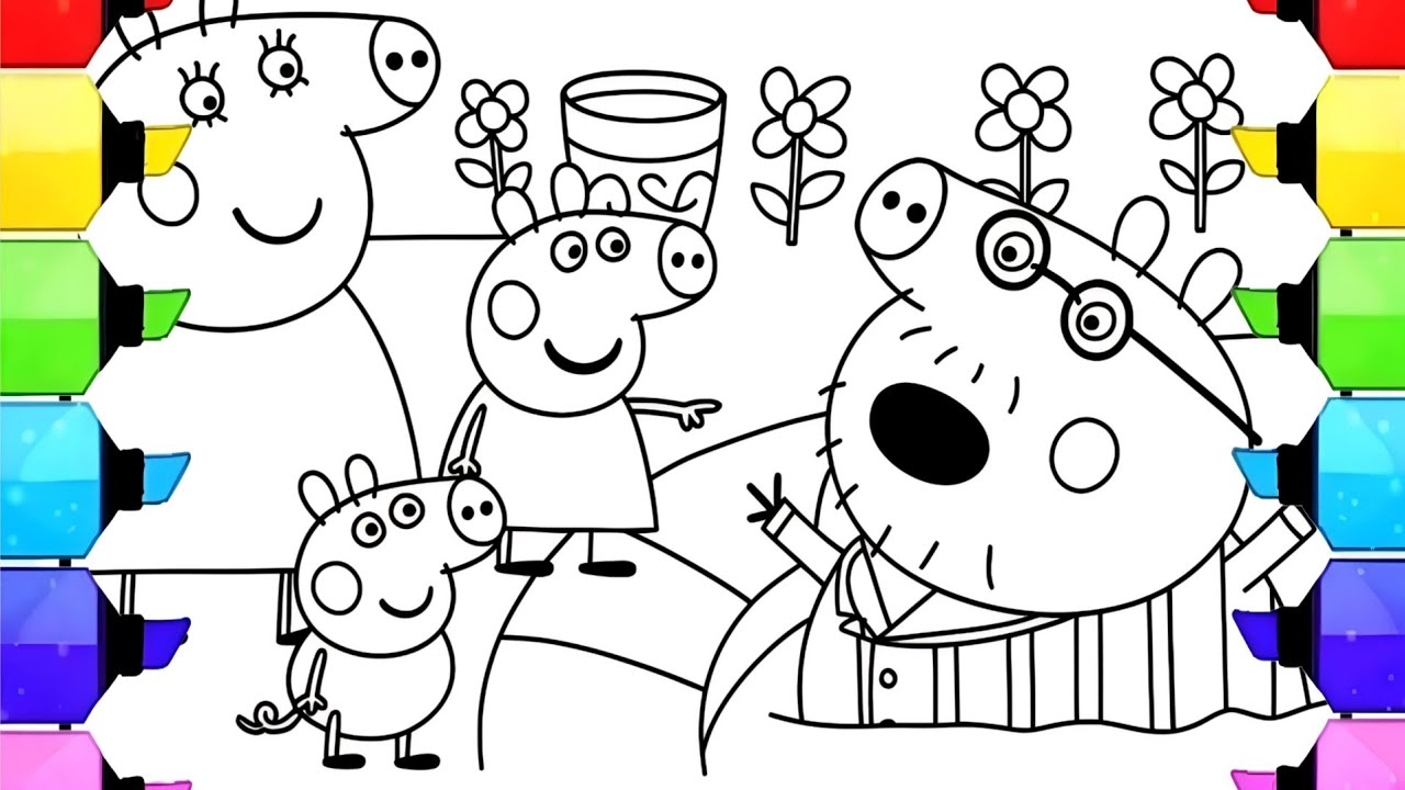 Daddy Pig has fallen into the water Drawing Easy, Peppa Pig Drawing ...