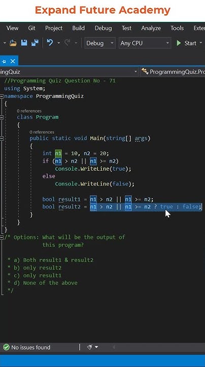 Solution for Programming Quiz Questions - Q71 - Expand Future Academy #Shorts #CSharp #Dotnet ...