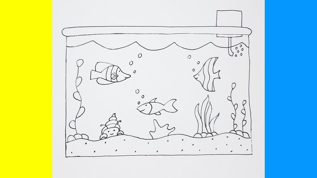 How to Draw a Fish Tank Aquarium Easy Step by Step - YouTube