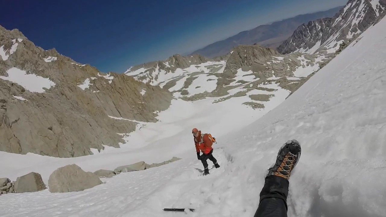 Mount Whitney 1200 vertical foot Glissade - "The Chute" - YouTube