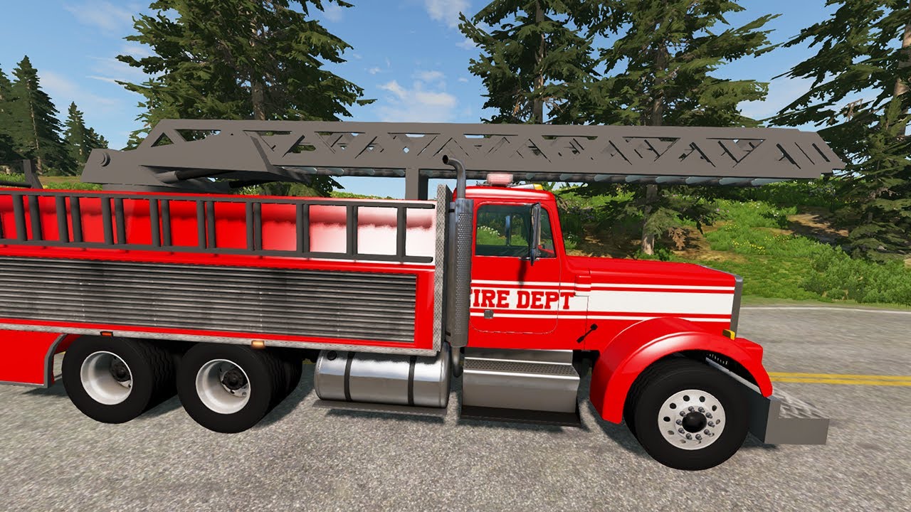 BeamNG Drive - US Ladder Fire Truck in West Coast USA - YouTube