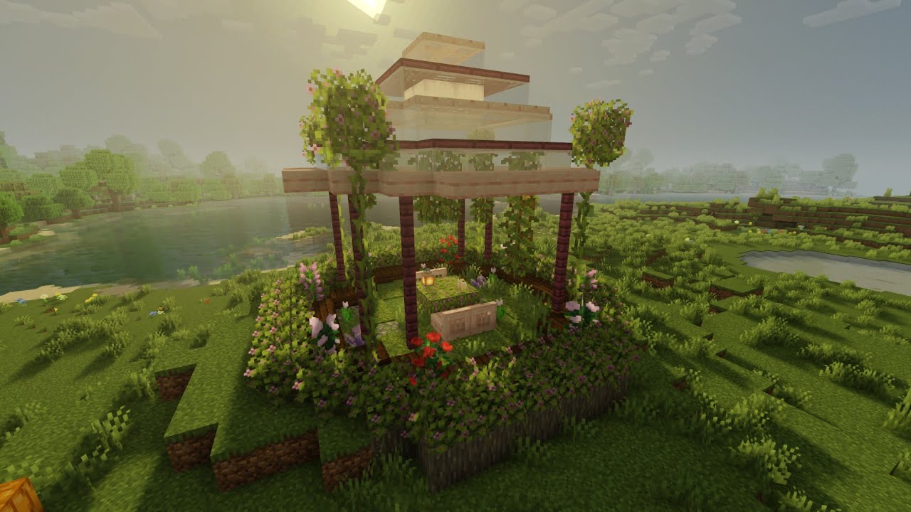 Minecraft | How to build a beautiful Cherry Gazebo | Relaxing tutorial ...