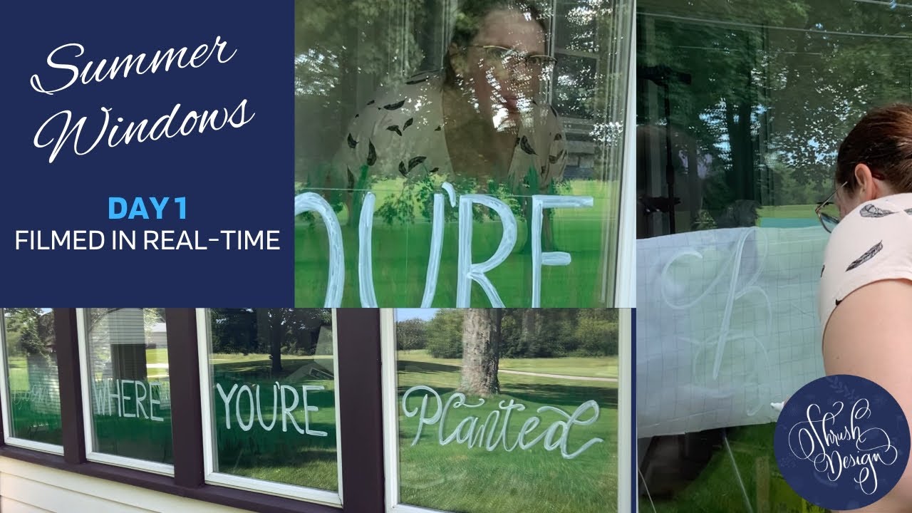 Real-Time Window Painting | Summer Floral Window Murals - Day 1 - YouTube