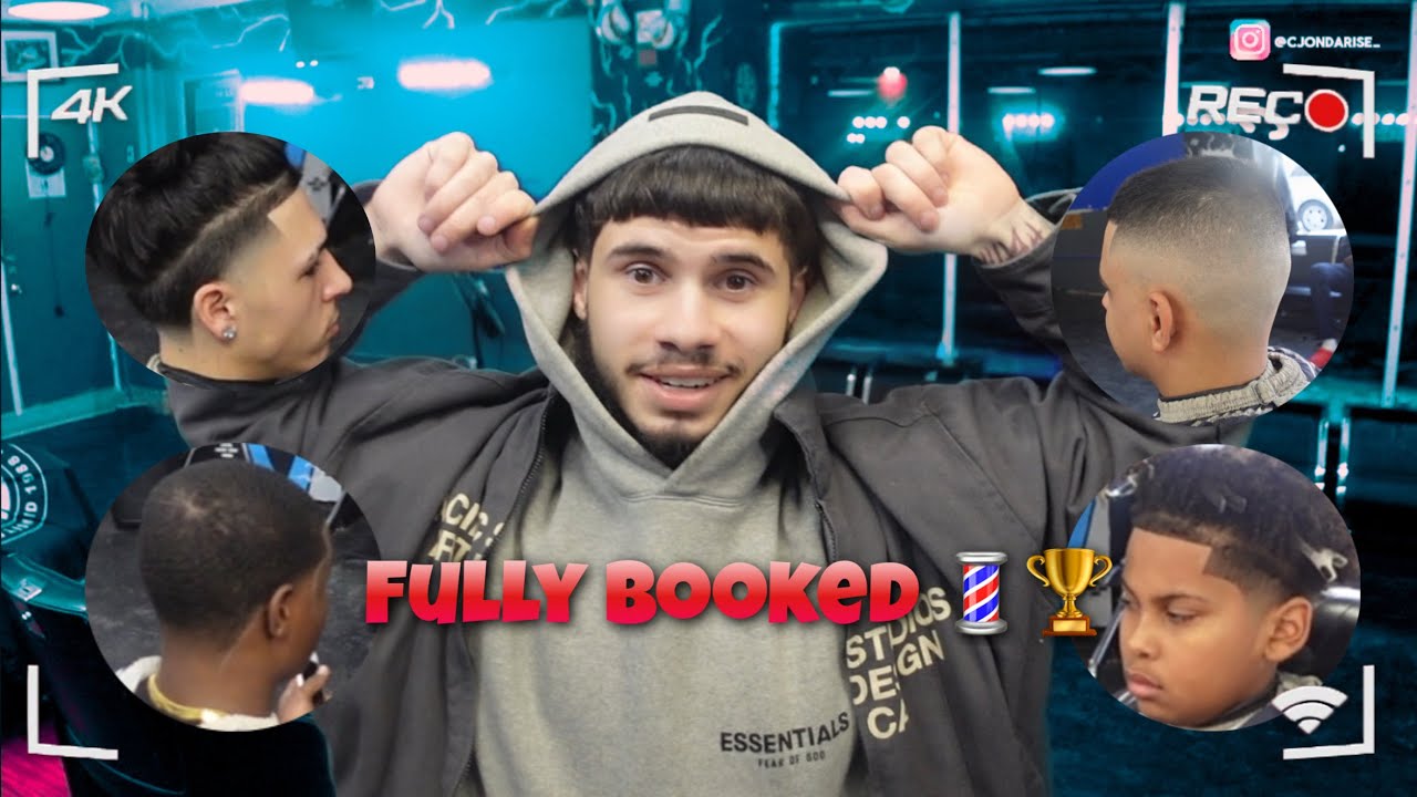 20 year old fully booked barber grinding during busy day💈 - YouTube