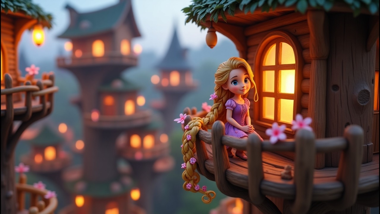 Rapunzel’s Floating Tree House 🌳 Magical Sky World Adventure Animation ...