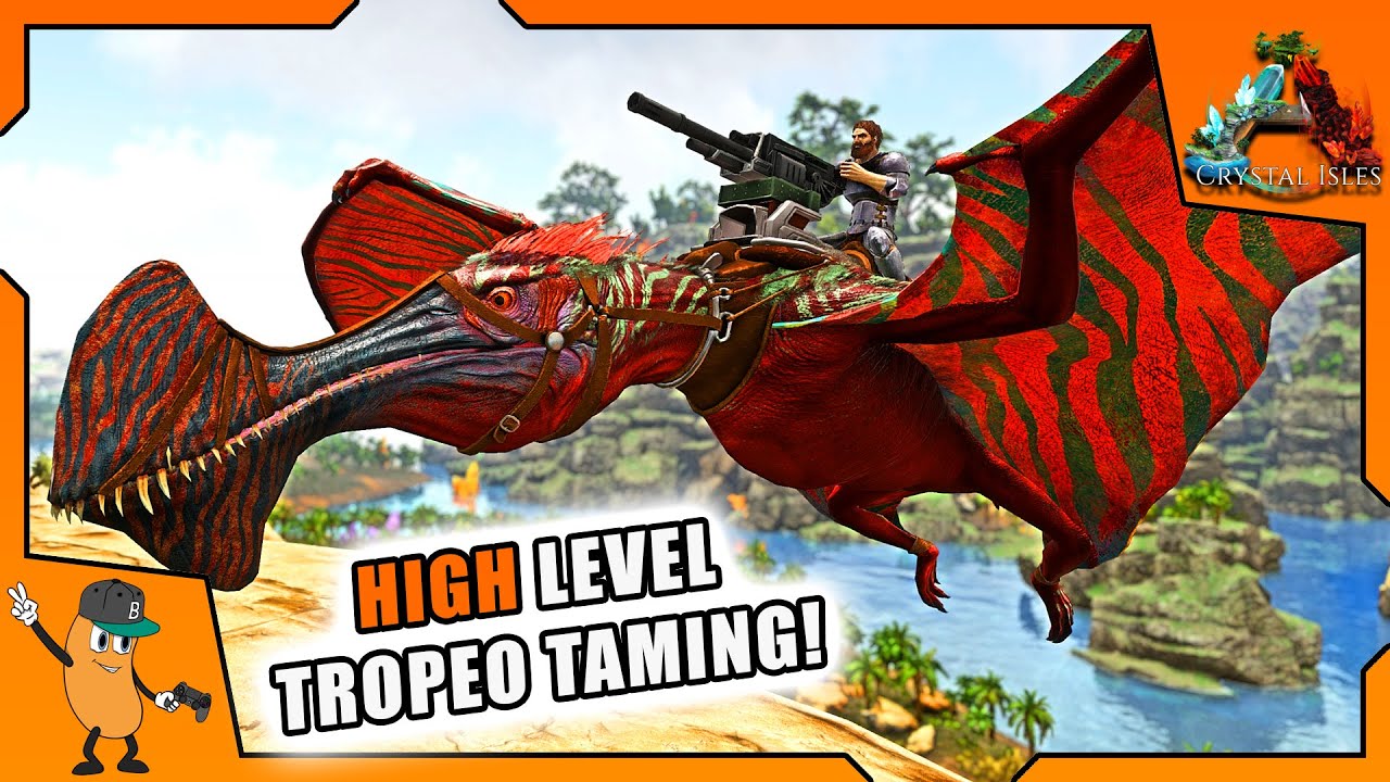 TAMING MY FIRST TROPEO! HOW MANY FAILS? | ARK Crystal Isles DLC | EP8 ...